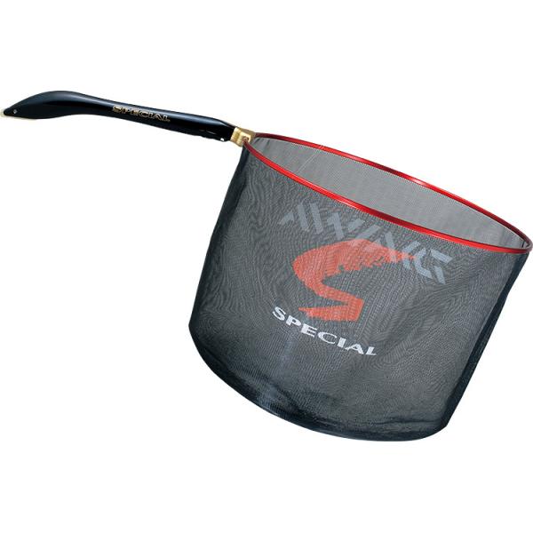 機械編みによる網を搭載オール１mm網目。針の掛りが激減することによりトラブル減少抜き差しのしやすさと腰での安定を実現した新設計形状ｅ-バランスグリップIII結び目が無く滑りが良い（特に内面）ので鮎のヌメリが取れにくく魚体を傷めないポリエステ...