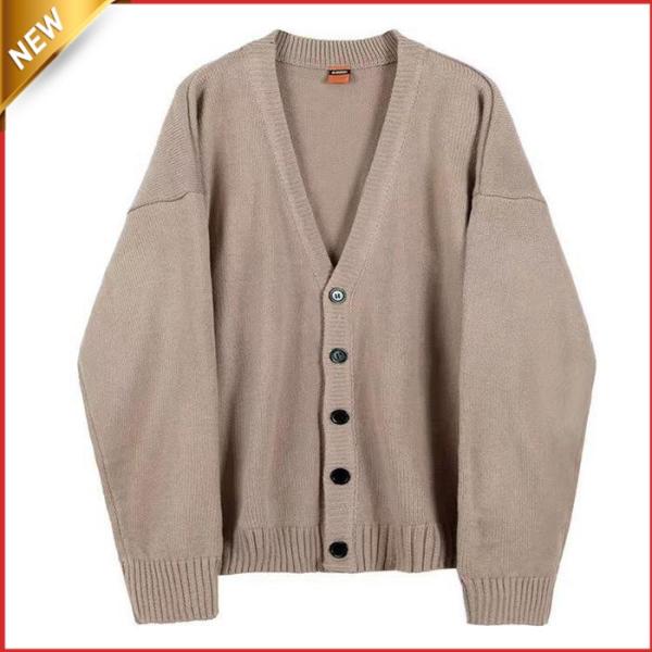 ニットカーディガン カーディガン メンズ ゆったり カーデ ス リブ袖 ニット ドロップショルダー 無地 ビジネス カジュアル 冷房対策 Vネック 無地 長袖 柔らか メンズファッション品　番mingwei05カラーコーヒー、杏色、ブラック...