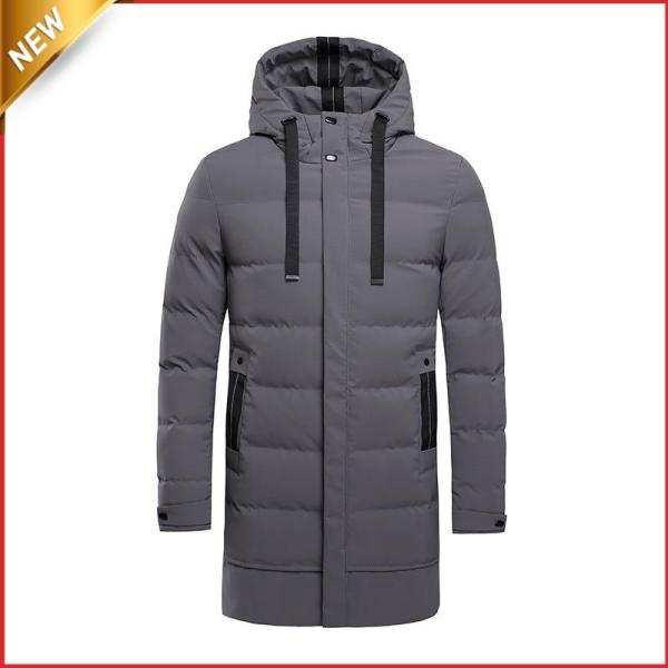 中綿ジャケット 中綿コート ミディアム丈 アウター ジャンパー フード付き 立ち襟 中綿ブルゾン コート ロング丈 メンズジャケット 無地 シンプル カジュアル 厚手 防風 防寒 暖か 秋冬服品　番jinbin01カラーグレー、ブラック、ア...