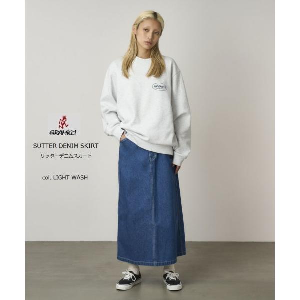 ■グラミチ　GRAMICCI　アメリカで誕生。クライミングショーツの元祖■W'S  SUTTER DENIM SKIRT.　ウィメンズ・サッターデニムスカート..女性用　レディスモデル。アウトドアの中にも女性らしさを取り入れたグラミチらしい...
