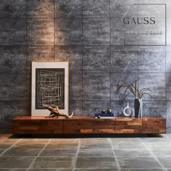 商品名：GAUSS240TVボード（ガウス）サイズ：W2400×D440×H295ウォールナット色材質 天板・前面／ウォールナット無垢集成材側面／ウォールナット突板塗装：ウレタン塗装オーク色材質 天板・前面／ホワイトオーク無垢集成材側面／ホ...