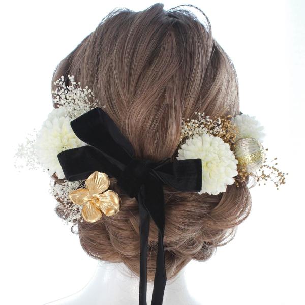 ※2枚目画像のセットです。成人式、卒業式のお振袖や袴等の和装にウエディング等の洋装にドライフラワー、プリザーブドフラワーアーティフィシャルフラワーを使用した華やかな髪飾りです。ご使用時に量を加減できます。両サイドに分けたり全体に散らしたり様...