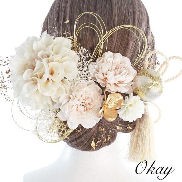 ※2枚目画像のセットです。成人式、卒業式のお振袖や袴等の和装にウエディング等の洋装にドライフラワー、プリザーブドフラワーアーティフィシャルフラワーを使用した華やかな髪飾りです。ご使用時に量を加減できます。両サイドに分けたり全体に散らしたり様...