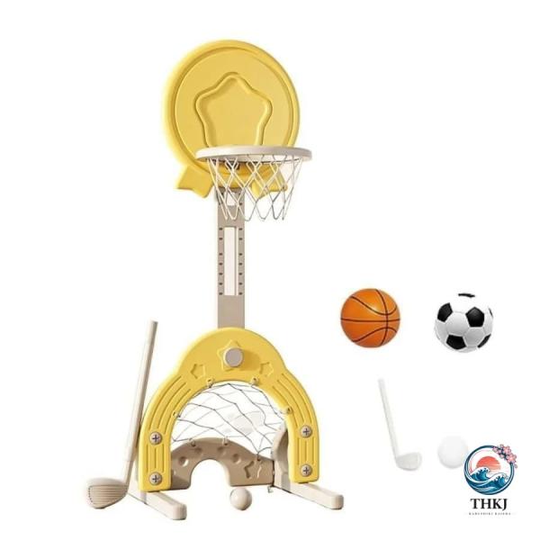 ミニ 3in1 バスケットゴール 子供用 バスケットボールフープセット ボックス早期教育のおもちゃラック 高さ調節可能 （バスケット サッカー ゴルフ付き） 室内