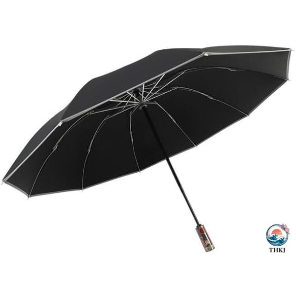 説明    1 　　　   1 新しい創造的な傘全自動の反跳ね防止機能付き大型で折りたたみ可能な黒い逆折り傘車のロゴを 新しいデザインの傘で自動で開閉できるだけでなく強風にも耐えられます大きめのサイズで折りたたんで持ち運びも便利さらにお好き...