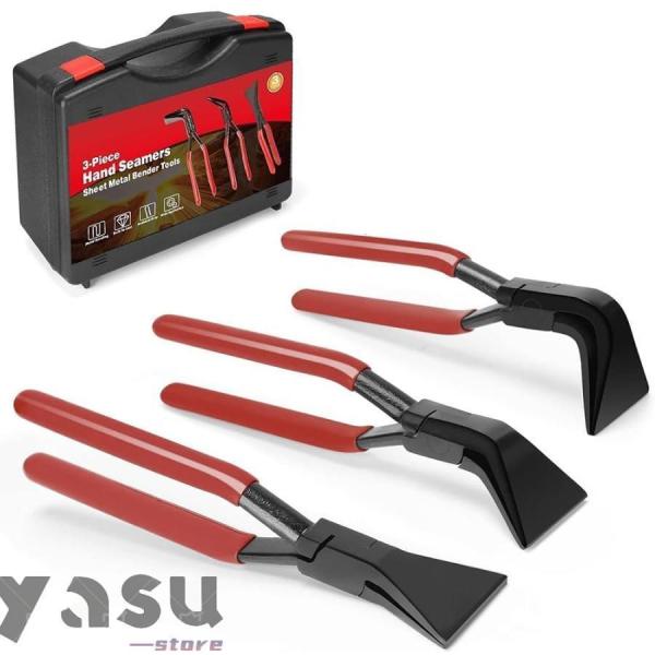 【ハンドシーマー3点セット】板金曲げプライヤーにはストレートジョー、45°、90°曲げツールが含まれており、さまざまな曲げや加工要件を満たし、さまざまな金属材料の加工に適しています。【高品質素材】ハンドシーマーは表面に熱処理されたクロムを備...