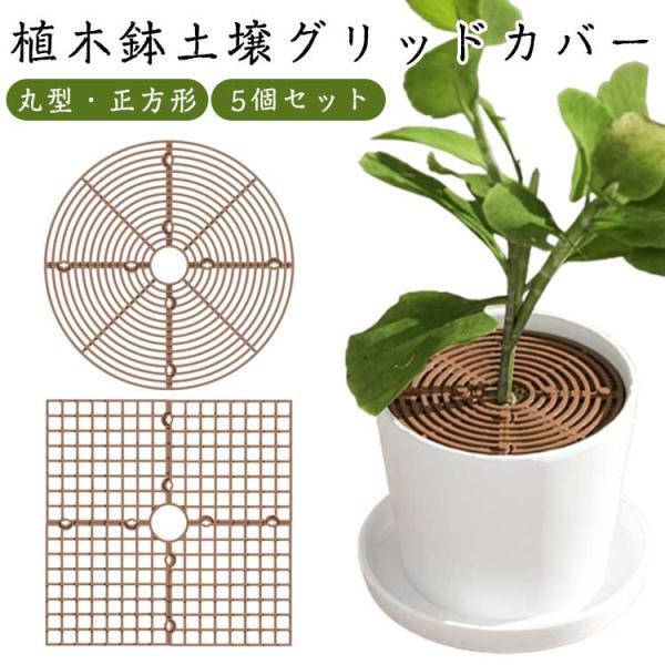 植木鉢土壌グリッドカバー5個セット3サイズ丸型・正方形ペットいたずら防止土壌をすっぽりと覆うグリッドタイプです。小さなお子様やペットがいても安心！丸型・正方形の2タイプをご用意しております。小さなお子様やペットがいても安心！植木鉢のサイズに...