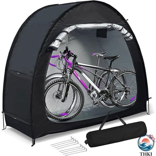 自転車テント展開サイズ：200×80×165 cm、折りたたみサイズ：50*15*15 cm、重さ2.3 KG、大人用自転車1-2台収納可能。 高品質の420Dオックスフォード布とコーティング防水裏面を用いて作られた耐水圧は4000mmで、...