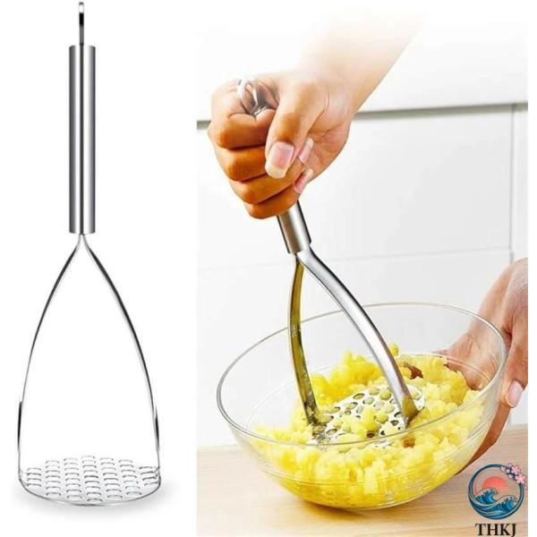 【多機能マッシャー】：ジャガイモだけでなく、果物、ニンジン、大豆、芋なども適用されます。お手作りのサラダ、離乳食にとても役立ち、キッチンの良いヘルパーです。 【優れた材質】：食品レベルのステンレス鋼で作られて、無毒無臭、しっかりした作りで防...