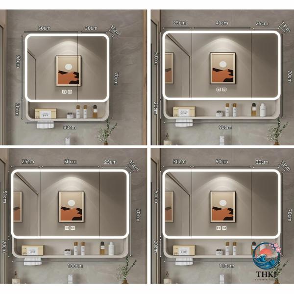 ? 【スマートタッチコントロール】スマートモデルは、タッチスクリーンボタンで照明と曇り止め機能をワンタッチで操作でき、便利で効率的な操作を実現します。ミラー、収納キャビネット、メイクアップライトが一体化しており、化粧鏡と大容量収納ユニットの...