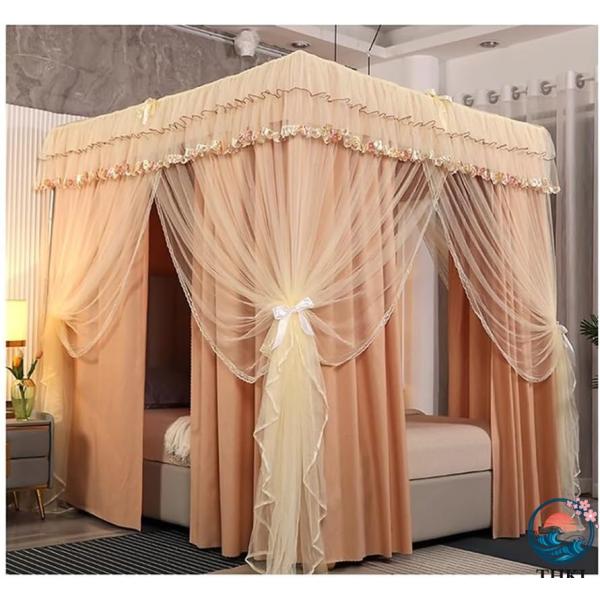 説明    特徴：幅広い用途:シンプルな天蓋ではなく、独創的なベッドカーテンのデザインは、あなた自身のベッドをプリンセスの幻想を実現する芸術品にし、優雅さとロマンスの雰囲気を作り出します。 蚊帳は、快適な立体空間、暗号化された通気性のあるメ...