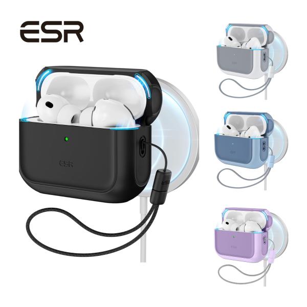 ESR AirPods Pro 3 対応 ケース HaloLock搭載 MagSafe 対応 AirPods Pro 3ケース (2025) 用ハイブリッド落下保護 ESR Orbit Hybrid Magentic Case, Compa...