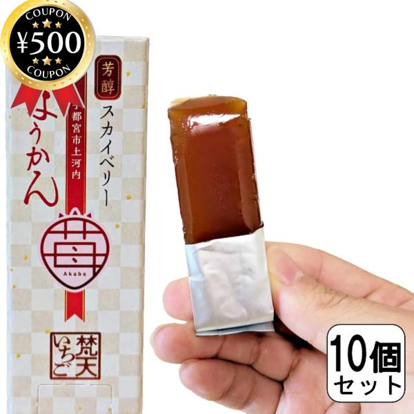 【10個セット】・商品説明文大粒でジューシーないちご「スカイベリー」を贅沢に使用した、果実の香り豊かな羊羹です！上品な甘さの中に、スカイベリーならではのまろやかな酸味と果実感が広がります！まるで苺スイーツのような芳醇な味わいをお楽しみいただ...