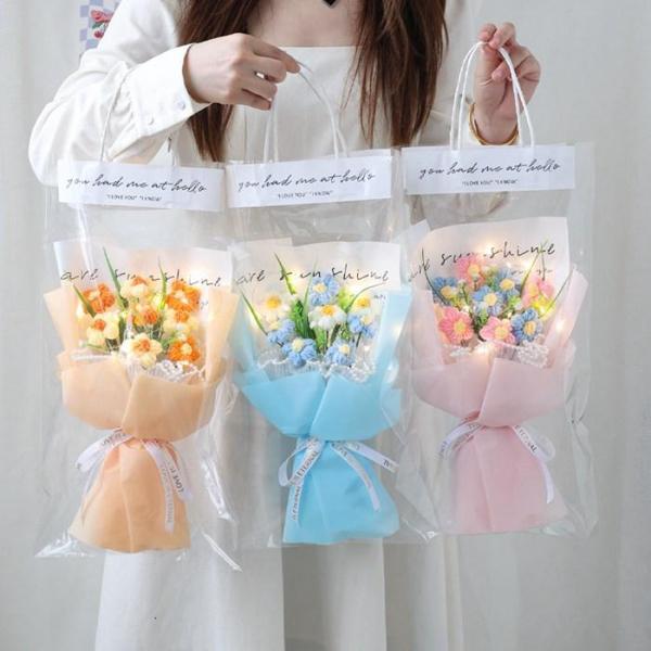 ニットブーケ 手作り花 かぎ針編み ニット フラワー ミニブーケ 子供 造花 毛糸 カラフル 飾り 花束 可愛い ギフト プレゼント バレンタイン クリスマス 枯れない花 七夕 父の日 誕生日 贈り物 母の日 記念日  結婚記念日 敬老の日...