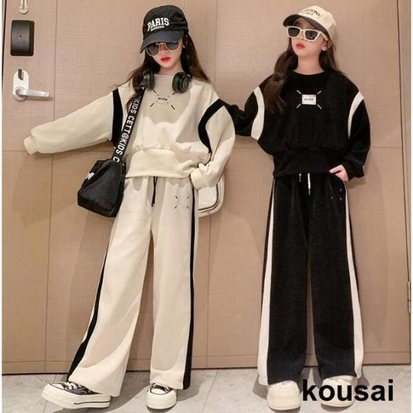 子供服 セットアップ女の子 パーカー2点セット 上下セット Tシャツ 無地 ガウチョパンツ キッズおしゃれ カジュアル 可愛い■素材：綿■サイズ：（単位：cm）110バスト88ス着丈39パンツ丈65 適応身長100120バスト92ス着丈41...