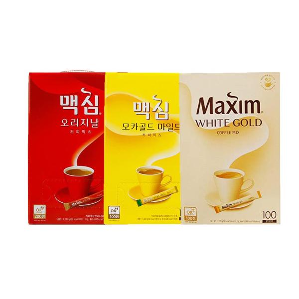 ★韓国インスタントコーヒー★マックシムコーヒー３種セット★赤、黄色、ホワイト★オリジナル、モカ、ホワイトゴルドー