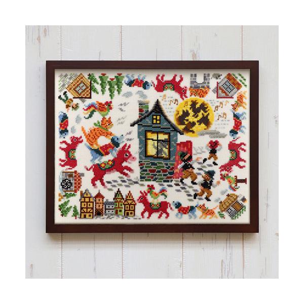 ●キット内容：25番刺しゅう糸、刺しゅう布（No.3800アイーダ）、クロス針、カラー図案付説明書※額は別売りです●用意するもの：額（画像はW-59を使用）、縫い糸、縫い針、はさみ、テープ●出来上がりサイズ：額外径　約25.9cm×横32c...