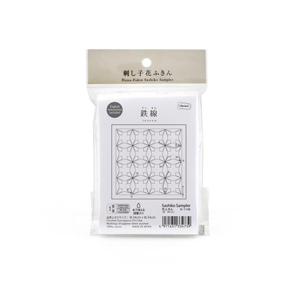 ●内容：晒木綿（白・図案プリント済）　1枚、説明書●完成サイズ：約縦34cm×横34cm●生産国：日本水で消える図案がプリント済の花ふきん布パックです。布パックH-2140 鉄線（藍）を別ページに掲載しております。※こちらの商品は布のみの販...