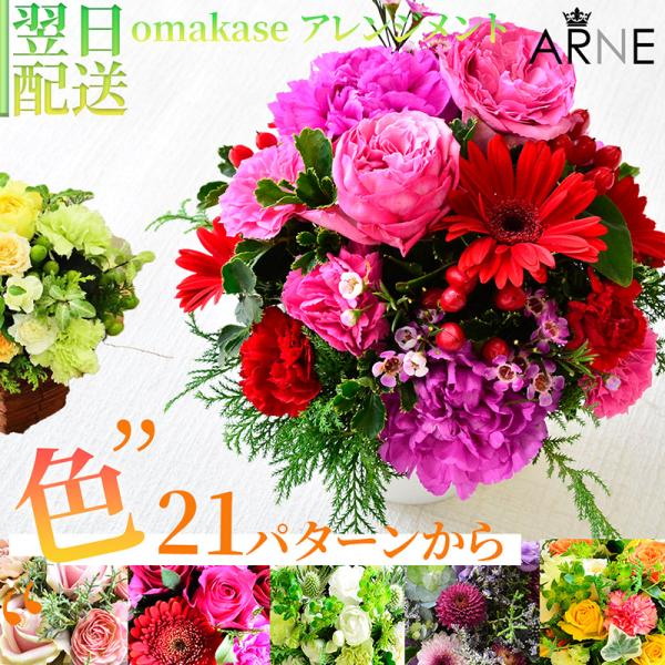 ■生花の商品です■14時までのご注文で当日発送致します■商品サイズ　幅約19〜20cm×高さ約20cm　（色目や使用花材によりサイズは若干変わります）■土日祝も発送ＯＫ■こちらの商品【おまかせアレンジメント ラウンドスタイル R(regul...