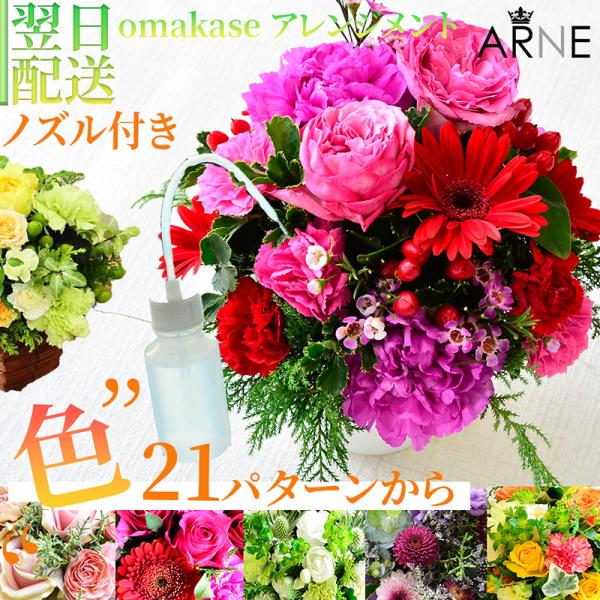 ■生花の商品です■14時までのご注文で当日発送致します■商品サイズ　幅約19〜20cm×高さ約20cm　（色目や使用花材によりサイズは若干変わります）■土日祝も発送ＯＫ■こちらの商品【おまかせアレンジメント ラウンドスタイル R(regul...