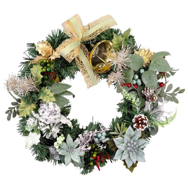 お洒落な街・神戸で、熟練のデザイナーが希少な国内生産のクリスマスリースです。細部までこだわった繊細なデザインが魅力。日本製ならではの高品質とセンスが光ります。このクリスマスリースは、ナチュラルなテイストが魅力で、どんなお部屋にもすっと馴染み...