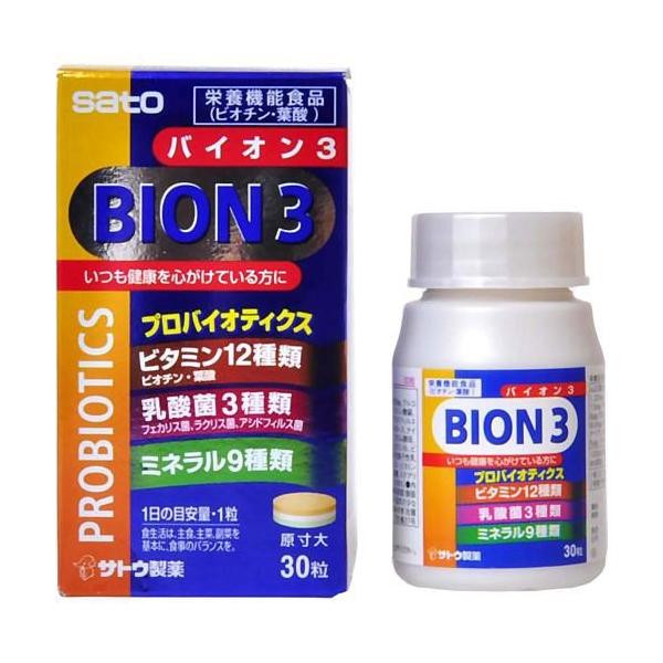 ■製品特徴　プロバイオティクス乳酸菌を配合●BION3は、世界30ヶ国以上で販売されています。●日本初の製法特許を取得した小粒の3層タブレットで、乳酸菌を生きたまま腸に届けます。（製法特許第3844597号）●毎日を健康に過ごしたい方、体力...