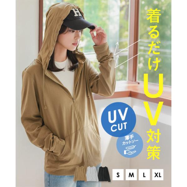 [ S M L XL UVカット ] スタンダードパーカーシンプルで使いやすい、UVカットのスタンダードパーカー。日差しが強い日や汗ばむ季節も快適な薄手カットソー生地で、涼しく日焼け対策OK。冷房対策や外出時の紫外線対策に重宝します。豊富な...