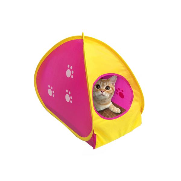 猫 爪とぎ 段ボール ツメとぎルーム テント おちつく隠れ家 組み立て不要ネコちゃんのストレス発散にピッタリ！・隠れてツメとぎができる、ルーム型猫用ツメとぎです。 　思いっきりツメとぎした後は、そのまま隠れ家としても！・ゴミが飛び散りにくい...