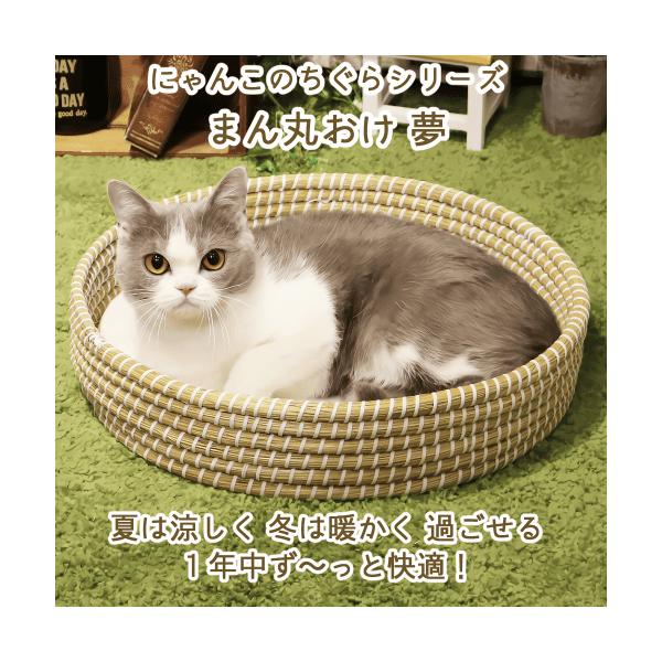 猫ベッド ペットベッド 猫ハウス ペット 猫ちぐら キャットベッド ソファ 暖かい 寝床 天然素材 年中快適 にゃんこのちぐらシリーズ　まん丸おけ　夢夏は涼しく冬は暖かく！ 1年中ず〜っと快適！天然素材のカイザ草を使って、ひとつひとつ丁寧に...