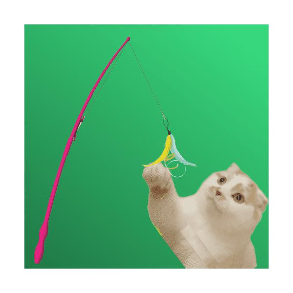 猫じゃらし 釣竿型 長い竿 じゃれ猫 猫のお好みじゃらし 竿セット太くて長い丈夫な竿！お好みでおもちゃを交換可能！・竿の2つの特徴 ・太くて長ーい丈夫な竿」竿：約60cm、紐約115cm ・持ちやすいフィットグリップ 猫ちゃんの好みの素材、...