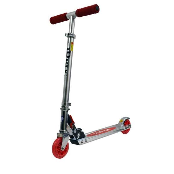 重量：2.2kg本体サイズ：L60×W29×H84耐荷重：70kg対象年齢：6歳以上材質：アルミ・スチール（一部ポリウレタン）4インチホイールフレーム　ツヤ有りシルバー色：レッド