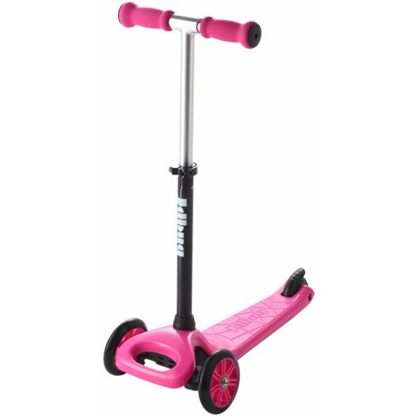 転倒しにくい3輪キックスクーター　ハンドルバーの高さ調節可能重量：2.2kg本体サイズ：L57.5×W27×H71.5耐荷重：40kg対象年齢：3歳から10歳材質：アルミ合金・ポリプロピレン（一部スチール）前輪5インチホイール後輪4インチホ...