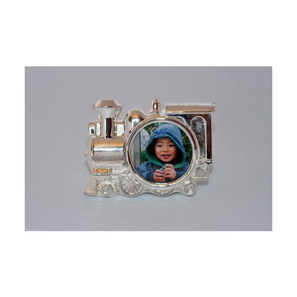 かわいい赤ちゃんの写真を思い出としてしてシルパーのきしゃのフォトフレーム素材：銀メッキ