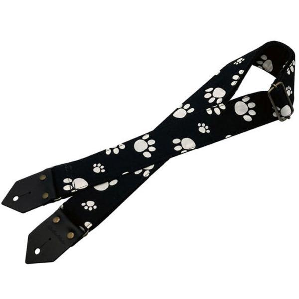 足跡柄のフットプリント。一見、定番的なドット柄のような雰囲気にSpiceNoteらしい遊び心を効かせました。犬好きさんネコ好きさんに是非！！幅50ｍｍ。全長は820ｍｍ〜1450ｍｍ。無段階バックル仕様で微調整が可能です。