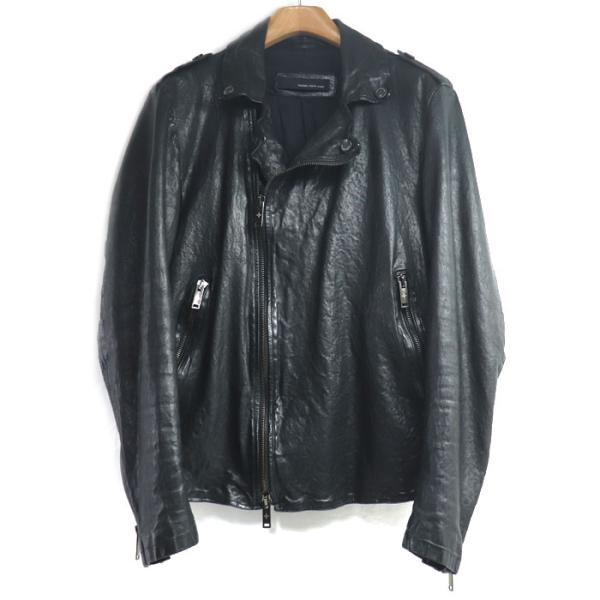 [ブランド]francois martin cross フランソワ マルティン クロス[商品名]ライダースジャケット [タイプ]メンズ[カラー]ブラック[素材]シープレザー[サイズ]表記サイズ：48[平置き]肩幅：約44cm着丈：約63.5...
