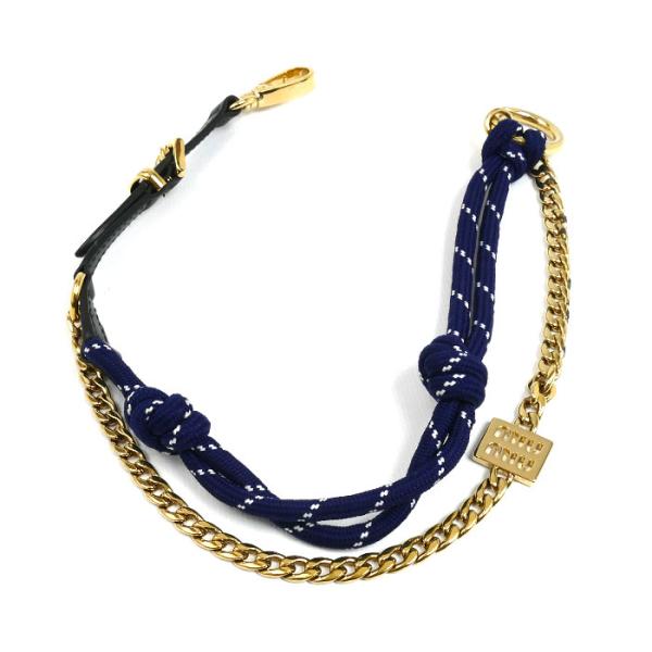 [ブランド]ミュウミュウ[商品名]トリック キーリング キーホルダー [タイプ]レディース[型番]5TL510_ACRT_F0G52[カラー]ネイビー/ブラック/ゴールド[素材]牛革/メタル[サイズ]全長：約41〜54cm   [付属品]な...