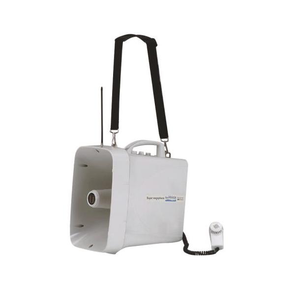 ●サイズ=幅21.8×高さ37.1×奥行35cm●自重=約4.7kg(乾電池含)●音声＋ホイッスル機能付●使用電源=単１乾電池８本(別売)●出力=定格30W/最大45Ｗ●持続時間=音声時約22時間/ホイッスル時約2時間(JEITA)●到達距...