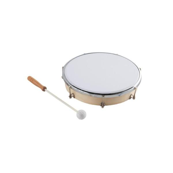 商品名：体操用太鼓直径：27cm×高さ：6cm重量：380g材質：ヘッド:ポリエチレン　　　枠:木バチ付中国製体育の授業で、複数人での体操種目のリズム取りに利用されている秘かな必需品です。※当店は「株式会社エバニュー」の正規販売代理店につき...