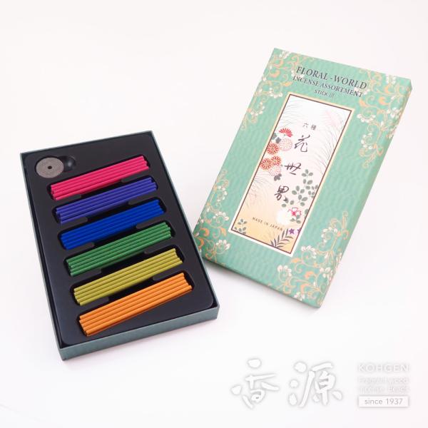 商品画像：香源撮影商品説明：松栄堂パンフレットより引用本数：6種　各10本入お香の長さ（約）：7cm燃焼時間：約20分パッケージ：縦16×横10×高1.6cm