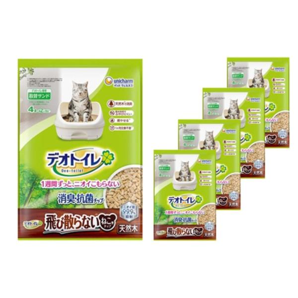 ◇◇ 【特長】 ●飛び散らない＊５ねこ型チップ ●ニオイ菌９９．９％＊２抑制 ●天然木＊３で消臭 ●撥水技術でふやけにくい ●木素材だから、燃やせる＊４ ●１ヶ月交換不要＊１ ＊１愛猫１頭（体重８ｋｇまで）のデオトイレ使用時。 ＊２ニオイ菌...