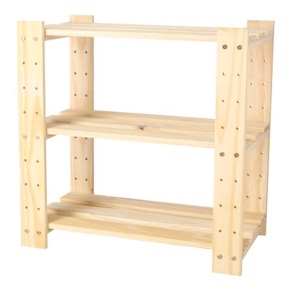 ◇◇ 【特長】 ●収納ケースとの組み合わせでスッキリ収納 ●組立簡単 【仕様】 ●3段 ●サイズ(約)：幅60×奥行33×高さ60ｃｍ ●耐荷重(約)：7ｋｇ　全体20ｋｇ ※測定値であり、保証値ではありません。 ●材質：ラジアタパイン