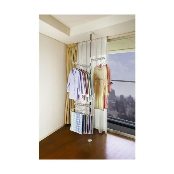 ◇◇ 部屋干しや、雨の日に最適です 材質：パイプ／ステンレス管、ステンレス巻き鋼管 樹脂部分／ＡＢＳ樹脂、ＰＰ樹脂、ＰＥ樹脂、ナイロン樹脂、合成ゴム 取り付け寸法（約）：２１０〜２８０ｃｍ ハンガーの長さ（約）：３９ｃｍ 静耐荷重（約）：最...
