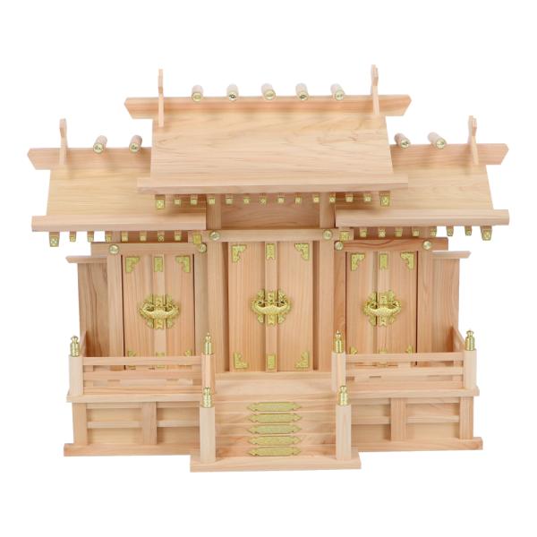 ◇◇ 【仕様】 ●扉部分のみ開閉します。 ●内部は分かれています。 ●屋根・高欄・扉などの取り外しはできません。 ●外形サイズ（約）：幅63×奥行25×高さ47cm ※欄干があるため、左右は高さ22ｃｍほどの高さまでの札に対応