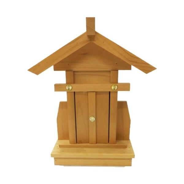 ◇◇ 【仕様】 ●材質：桧 ●サイズ 屋根部：（約）23.5×11.5×30cm 土台部：（約）17.5Ｘ奥行8cm ●奥有効寸法：（約）幅8.5Ｘ高20Ｘ奥行3.5cm ●開口寸法：（約）幅5.5Ｘ高12.5cm