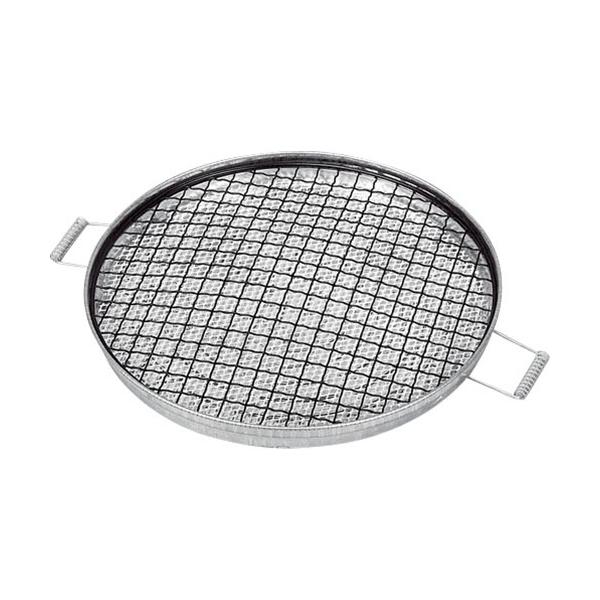 ◇◇ こびりつきにくいフッ素加工仕様 炭火焼のような焼き上がり 【品質表示】 本体受皿：ブリキ 焼網：鉄（フッ素加工） 内部網：鉄（セラミック加工） 取手：鉄（亜鉛メッキ） 【サイズ】 （約）直径２４．０×高さ２．２ｃｍ