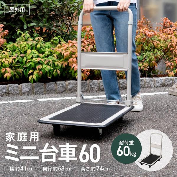 台車 折りたたみ コンパクト 手押し台車 荷車 運搬台車 軽量 家庭用 引っ越し用 ライフレックス 便利 荷物運搬 折り畳み式 ◇◇ 完成品 【特長】 ●スチール製にミニタイプ。ちょっとしたゴミ捨てなどに最適 ●折り畳み式 ●車輪径：7cm...