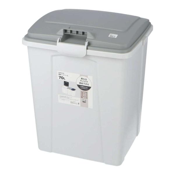 ◇◇ 【特長】 ●異なるサイズで連結できる ●フタ開けらくらくハンドルタイプ 【仕様】 ●容量：70L ●本体間口サイズ（約）：幅47.5×奥行40.5×高さ60.5cm ※フタオープン時最大高さ98.3cm ●適用ゴミ袋サイズ：70L（約...