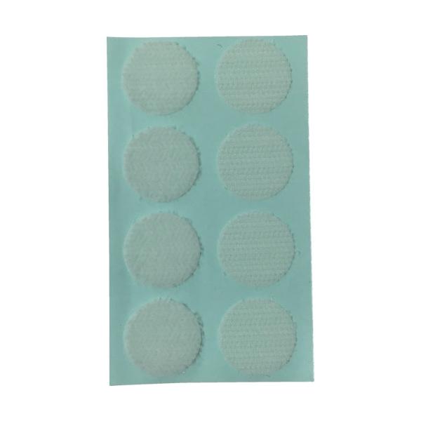 ◇◇ 【特長】 ●裏面粘着剤付きのタイプです。 【用途】 ●袋・バッグなどの口止めなど。 【仕様】 ●厚さ(mm)：3 ●色：ホワイト ●袋入数(枚)：フック4、ループ4 ●直径(mm)：22 ●サイズ：直径22mm ●包装形態：袋入り 【...