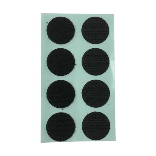 ◇◇ 【特長】 ●裏面粘着剤付きのタイプです。 【用途】 ●袋・バッグなどの口止めなど。 【仕様】 ●厚さ(mm)：3 ●色：ブラック ●袋入数(枚)：フック4、ループ4 ●直径(mm)：22 ●サイズ：直径22mm ●包装形態：袋入り 【...
