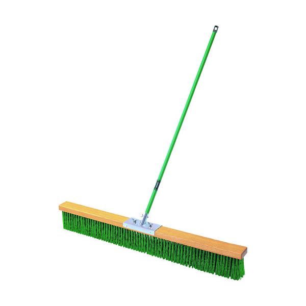 ◇◇ 【特長】 ●柄の先端が回転キャップ式です。 【用途】 ●整地用大型ブラシ 【仕様】 ●幅(mm)：1200 ●長さ(mm)：1400 【材質/仕上】 ●甲：天然木・スチールにユニクロメッキ ●毛：塩化ビニール ●柄：スチールパイプにポ...